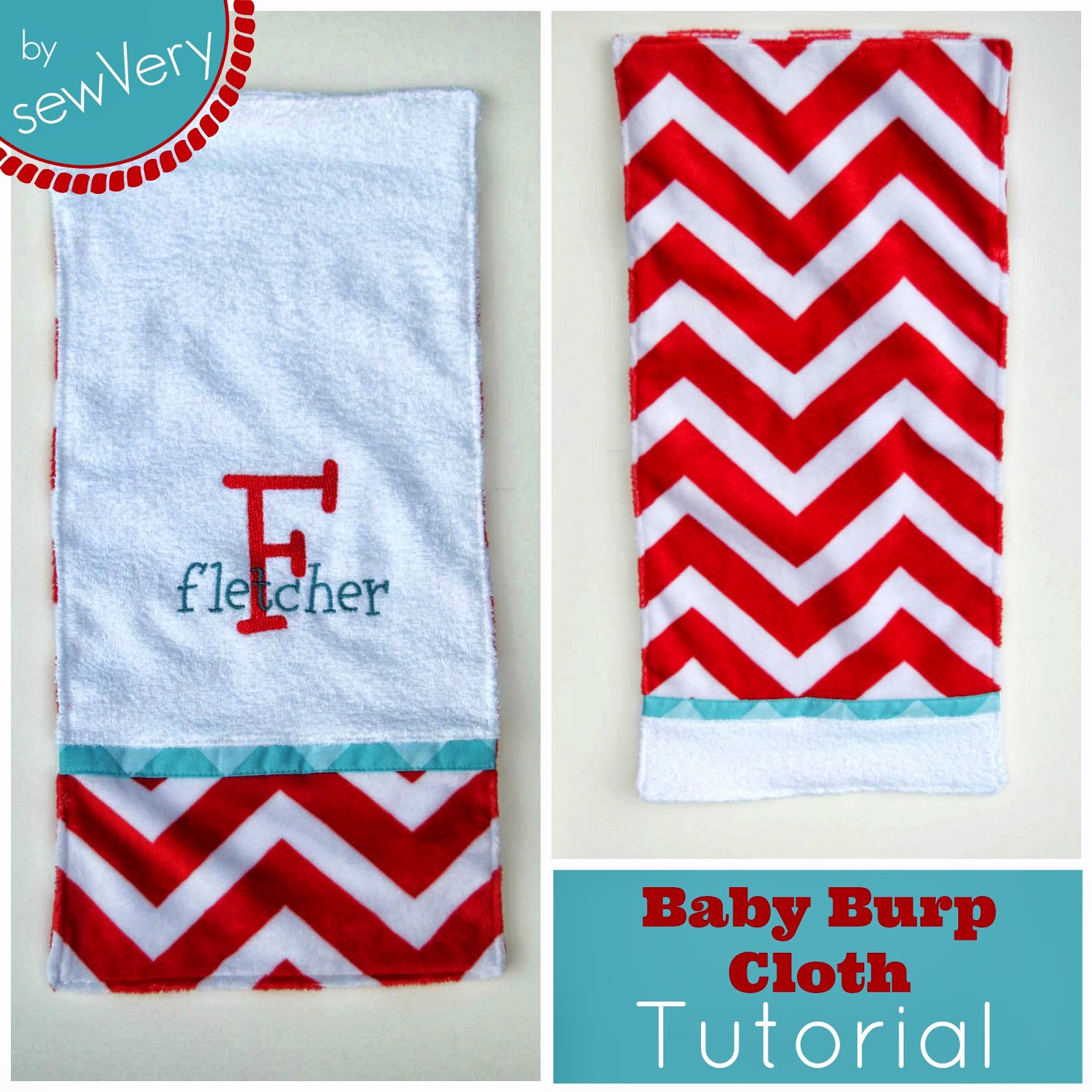 Easy Machine Embroidered Burp Cloths Tutorial